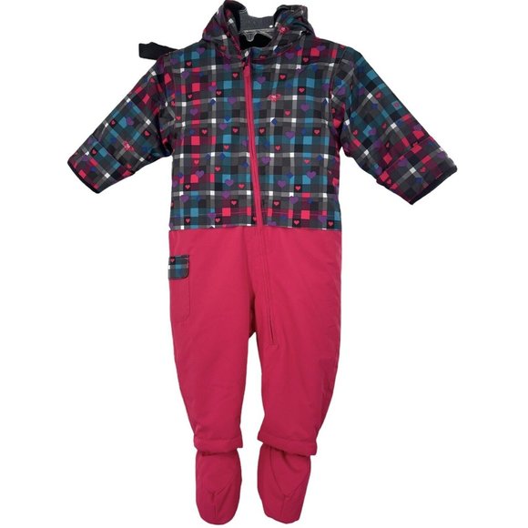 Roxy | One Pieces | Roxy Girls Pink Black Hearts Plaid Snowsuit Size 8 ...